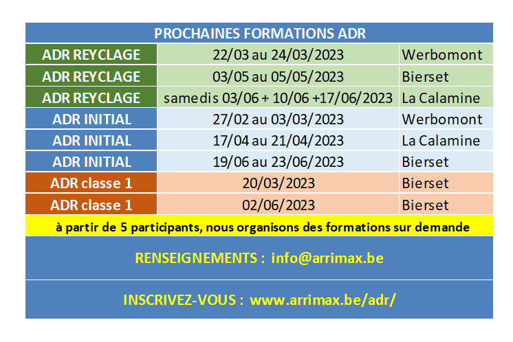 Formations ADR - Arrimage/ Formation / Equipement